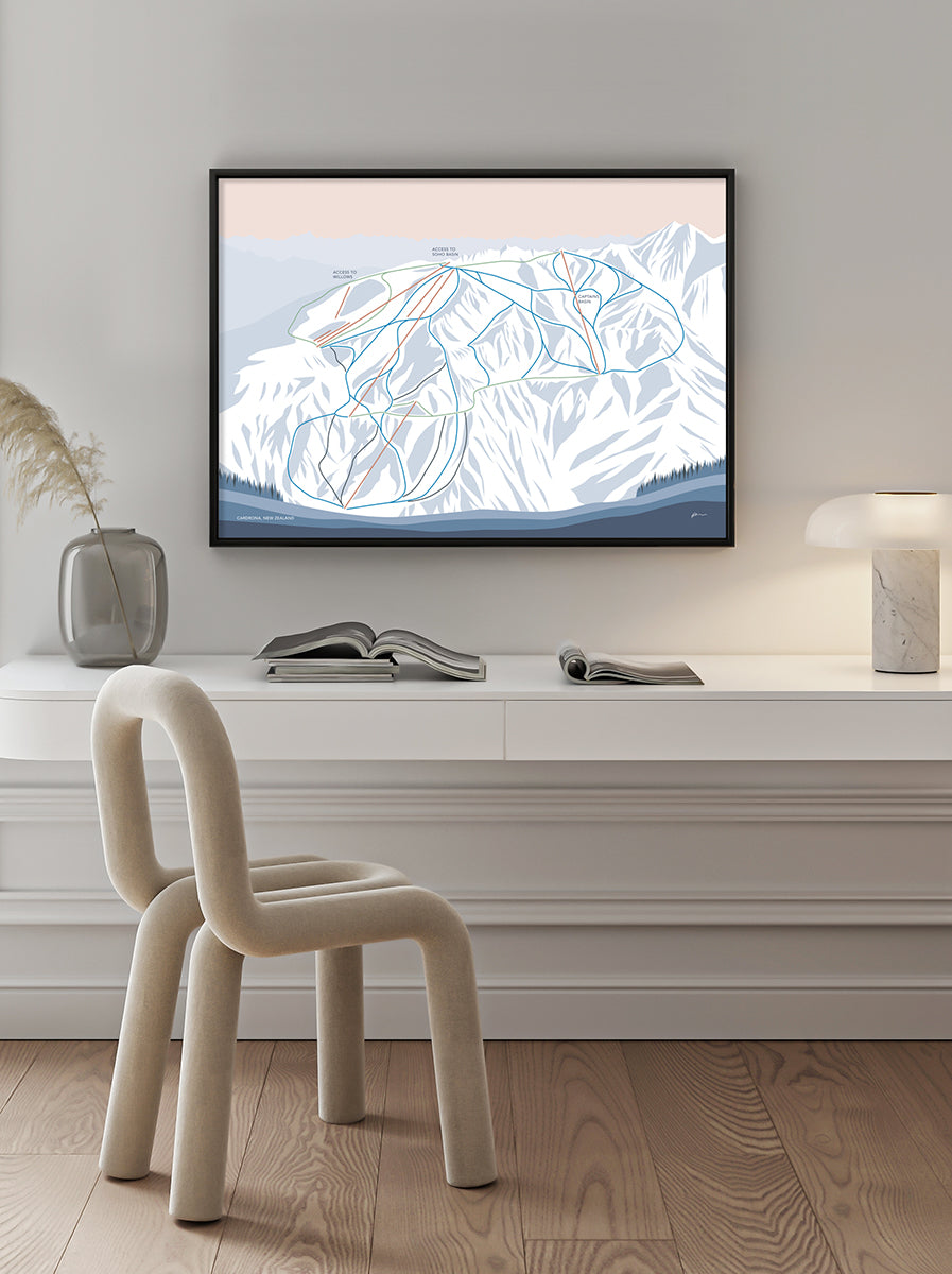 Cardrona Alpine Resort, New Zealand Trail Map Art Print – Bridget Hall ...
