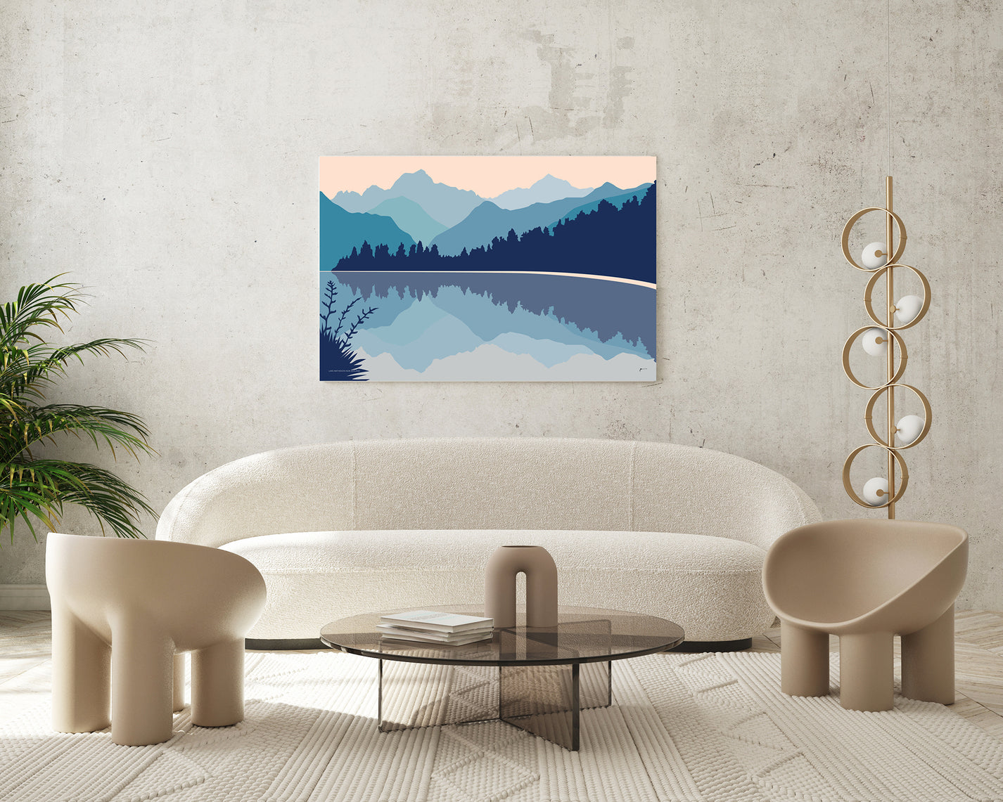 Lake Matheson, West Coast New Zealand Modern Mountain Art Print ...